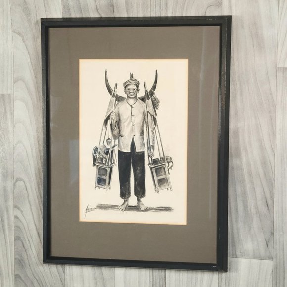 HASAN DJAAFAR | Art | Hasan Djaafar Original Ink Pen Drawing Street Scene Framed Artwork Wall ...